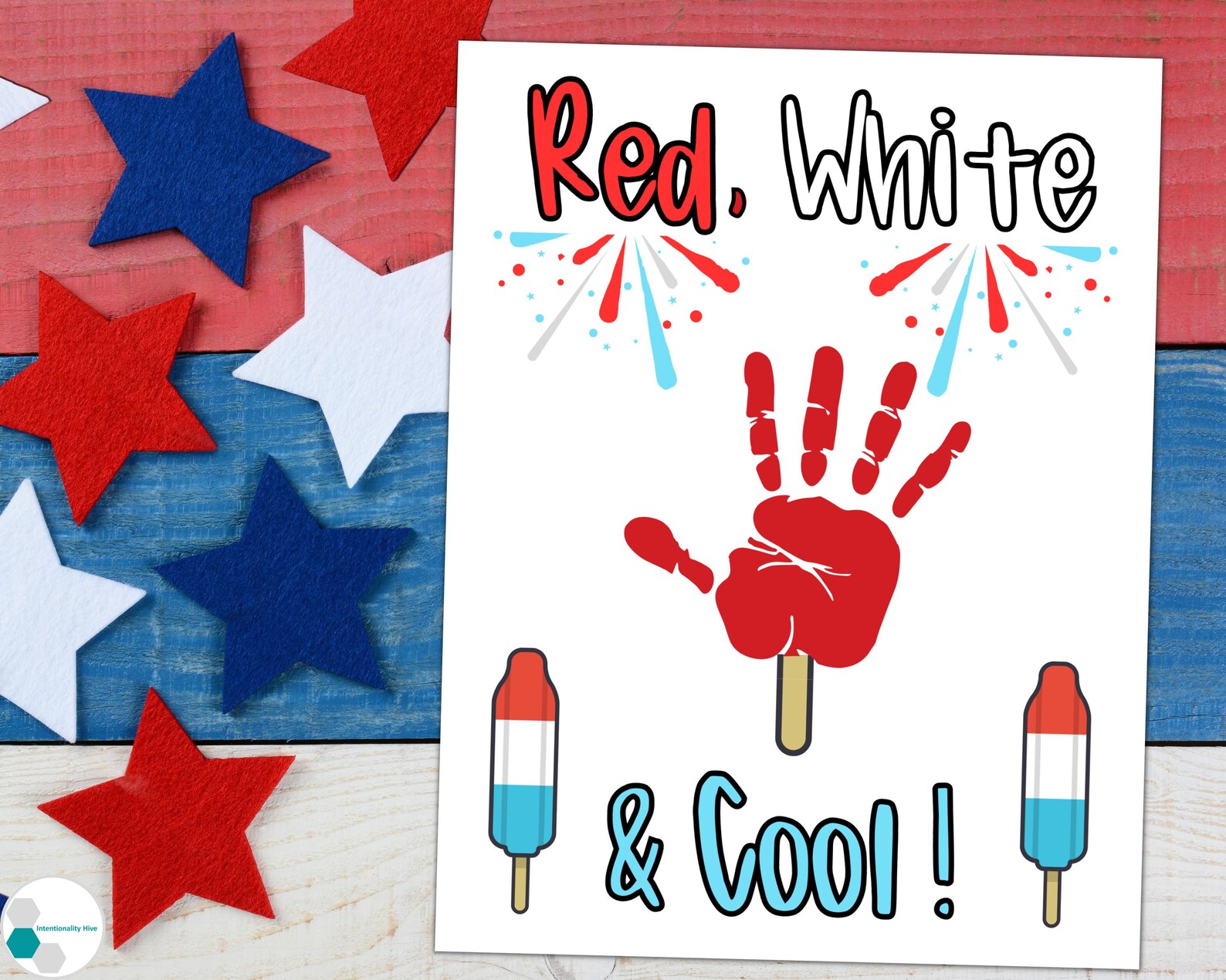 Popsicle July 4 Handprint Craft Printable, July 4th Handprint Art, Red ...