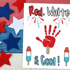 Popsicle July 4 Handprint Craft Printable, July 4th Handprint Art, Red ...