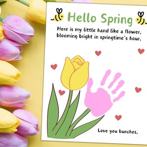 Spring Handprint Poem Tulip Art, Spring Flower Handprint Art, Spring ...