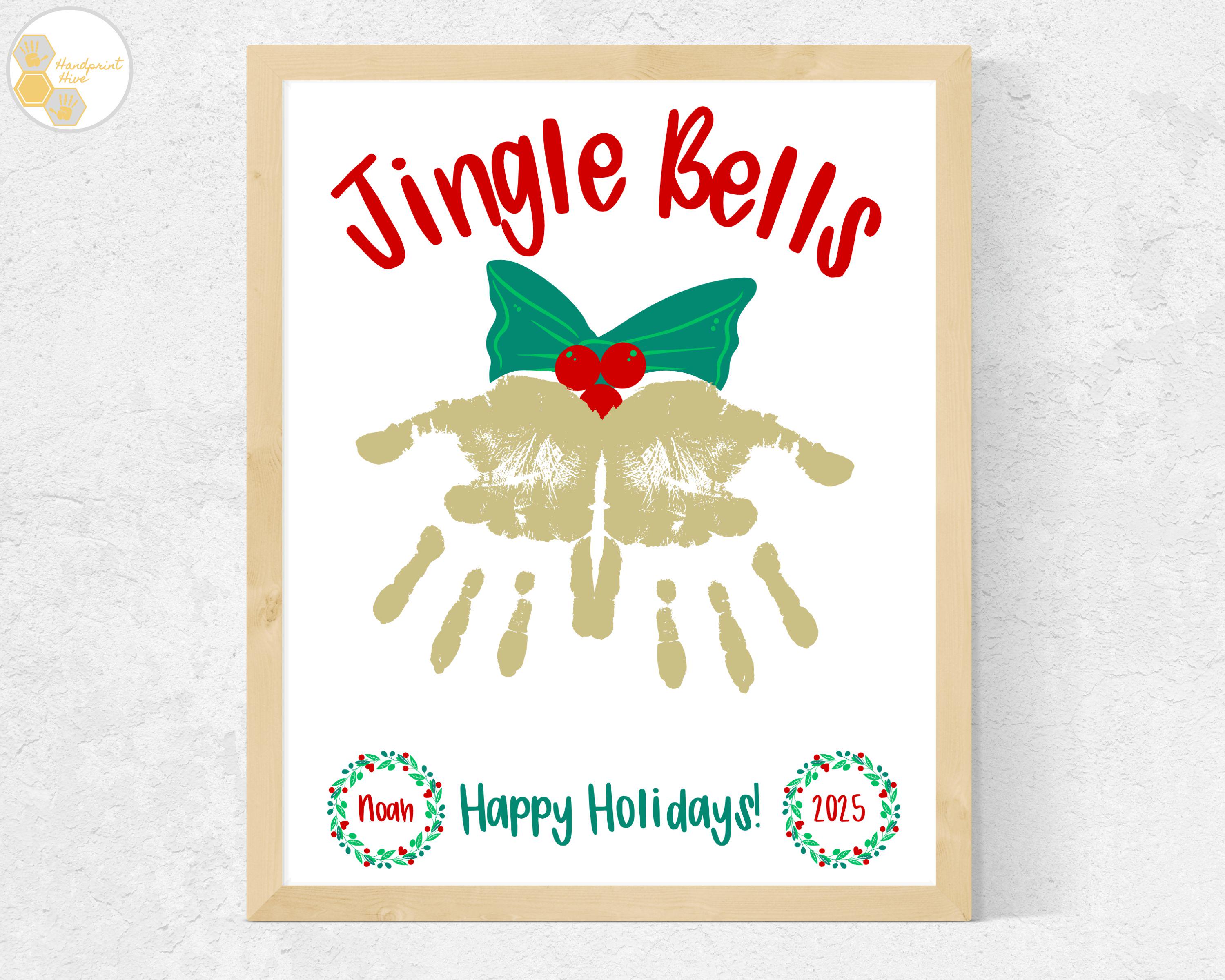 Jingle Bells Handprint Art Craft, Christmas Happy Holidays Handprint ...