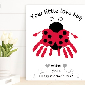 Love Bug Mother's Day Handprint Art Craft, Lady Bug Handprint Craft for ...