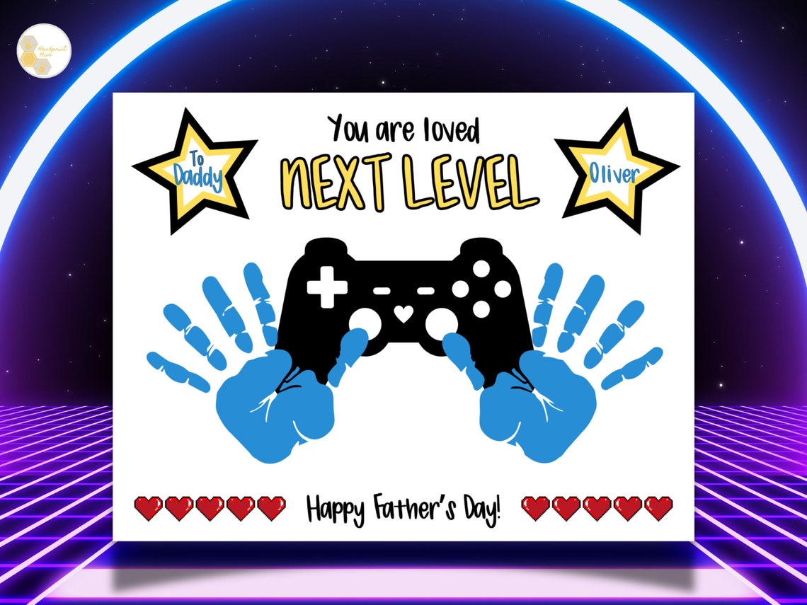 Gamer Father's Day Handprint Footprint Art Crafts, 1st Father's Day ...