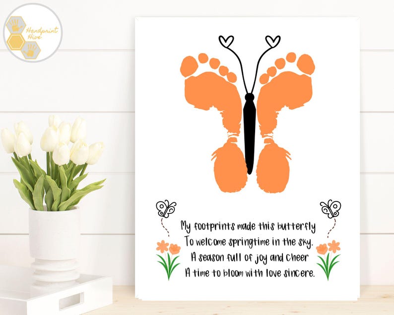 Butterfly Spring Footprint Art Poem, Butterfly Footprint Poem Gift ...
