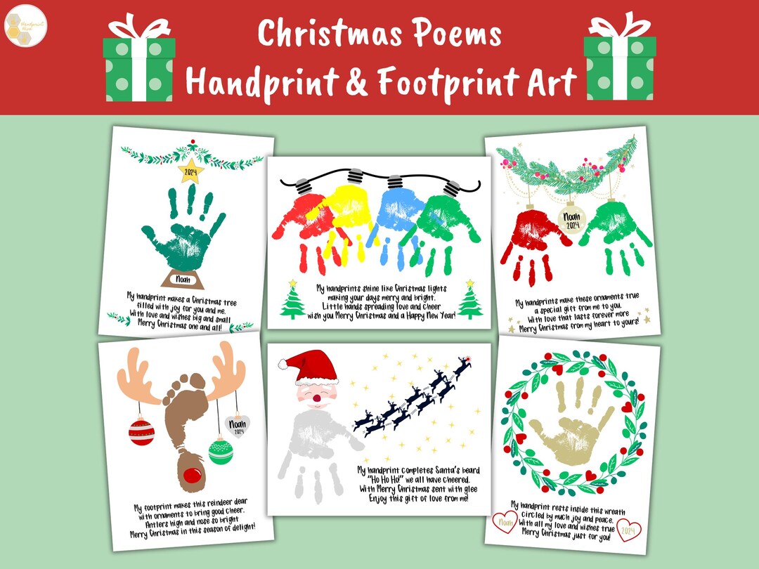 POEMS Christmas Handprint Art Bundle, Christmas Footprint Craft ...