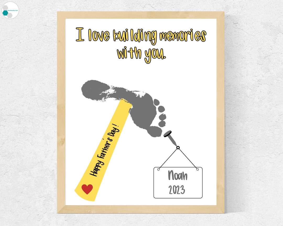 Hammer Father's Day Footprint Craft Printable, Footprint Father's Day ...