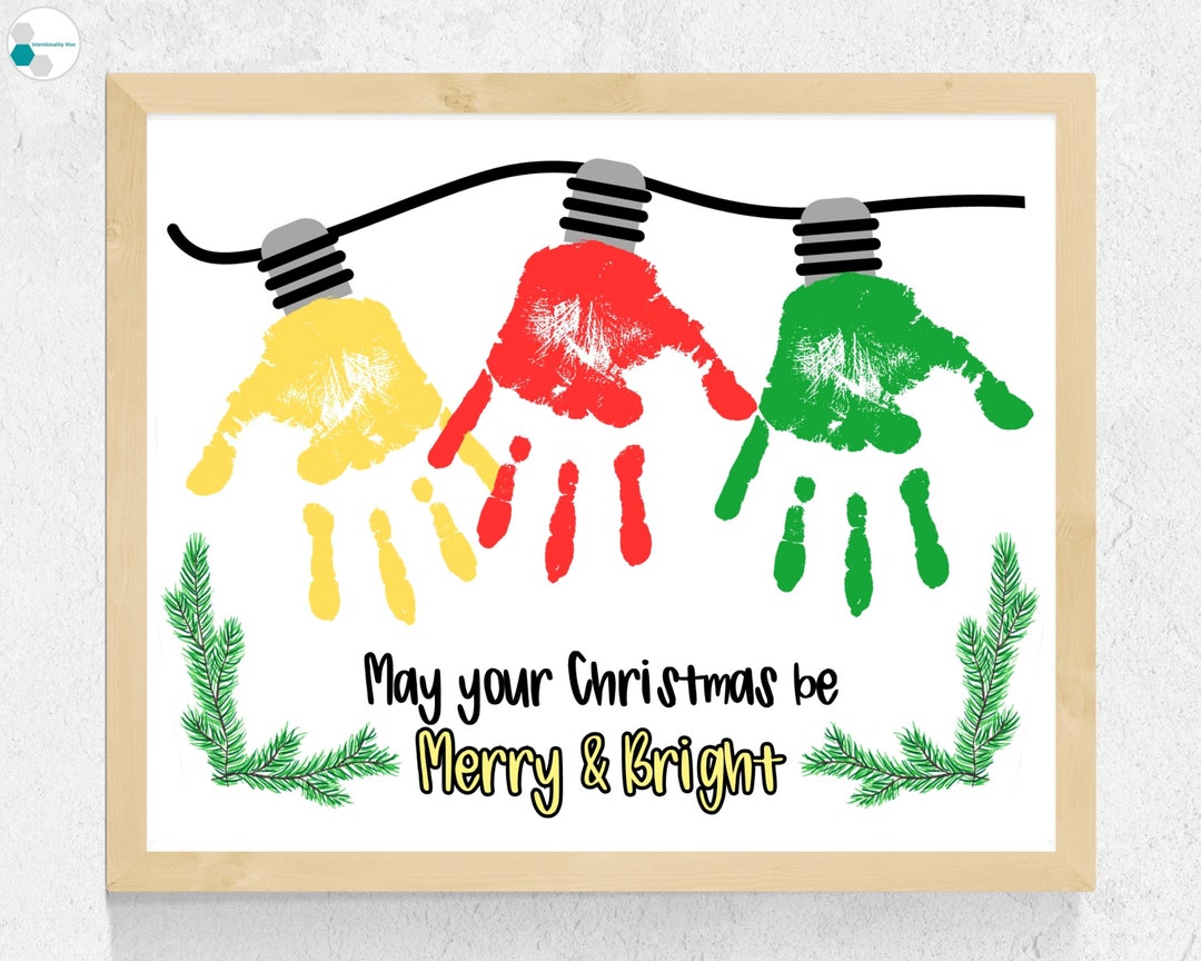 Handprint Christmas Lights Craft for Toddlers Baby Kids, Christmas ...