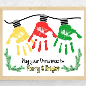Handprint Christmas Lights Craft for Toddlers Baby Kids, Christmas ...