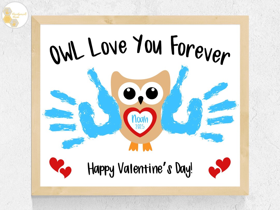 OWL Love You Valentine Handprint Craft Printable, Owl Valentine's Day ...