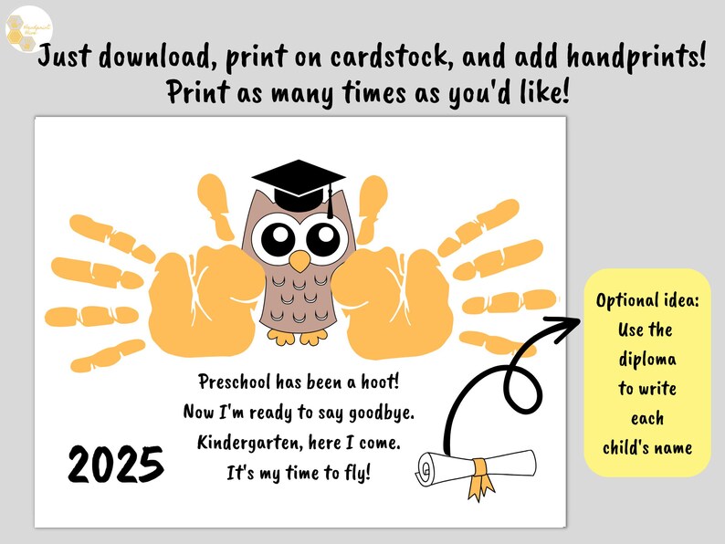 Preschool Graduation Handprint Art Poem, 2026 Preschool Graduation Gift ...