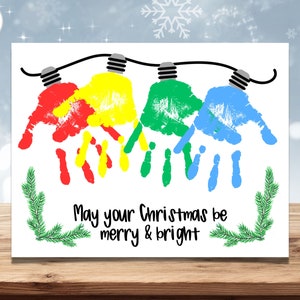 Christmas Lights Handprint Art Craft, Merry and Bright Handprint ...