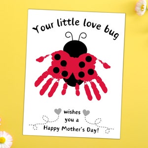 Love Bug Mother's Day Handprint Art Craft, Lady Bug Handprint Craft for ...