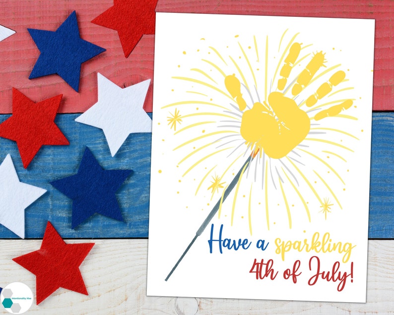 4th of July Handprint Art Craft Sparkler July 4th Handprint - Etsy
