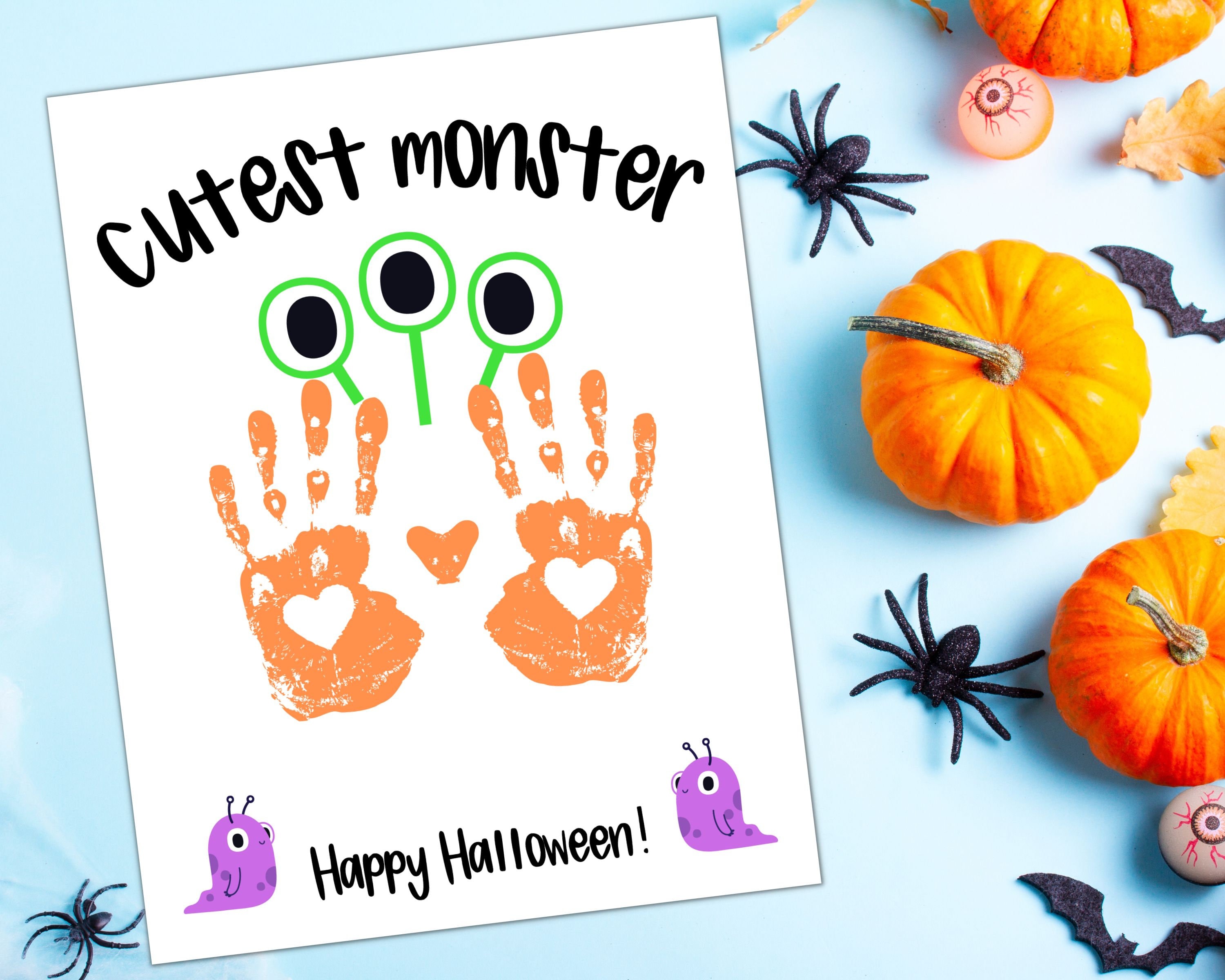 Monster Halloween Handprint Art Craft Happy Halloween - Etsy