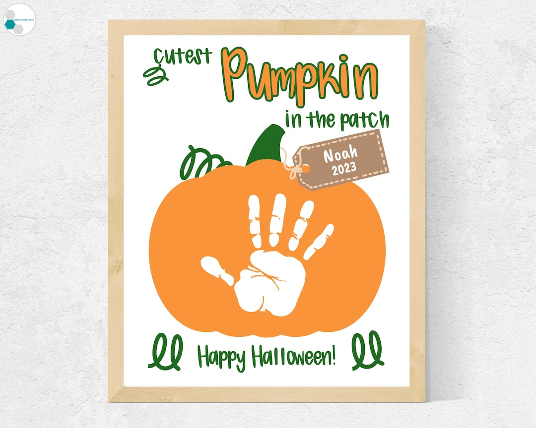 Pumpkin Handprint Halloween Craft for Toddlers Baby Kids Preschool ...