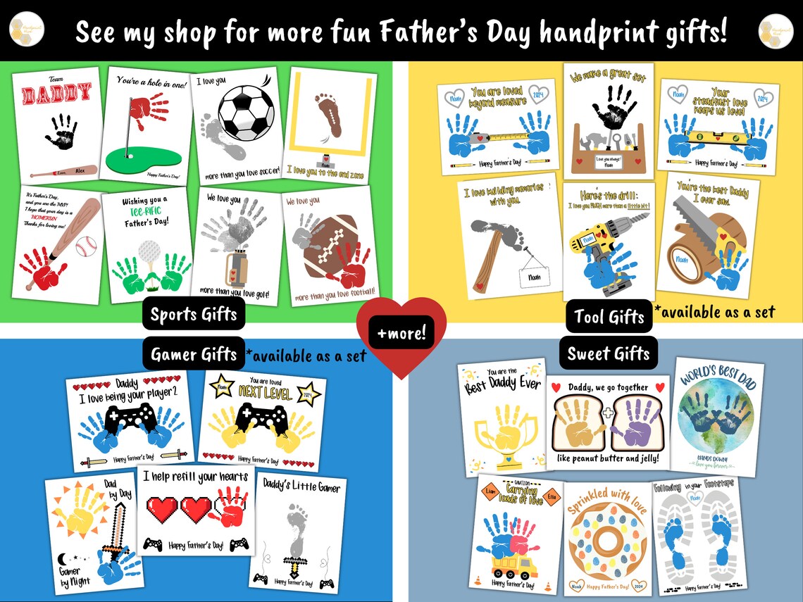Gamer Father's Day Handprint Footprint Art Crafts, 1st Father's Day ...