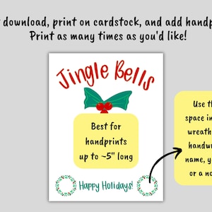 Holiday Jingle Bells Handprint Art Craft, Christmas Happy Holidays ...