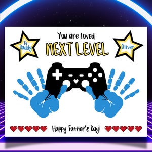 Gamer Father's Day Handprint Art Gift, Father's Day Gamer Dad Gift From ...