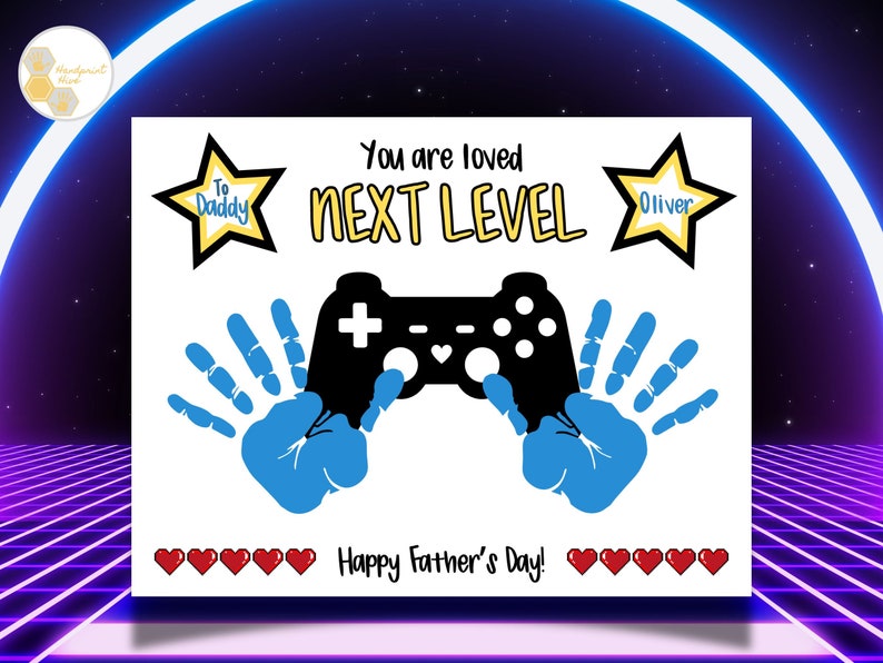 Gamer Father's Day Handprint Art Gift, Father's Day Gamer Dad Gift From ...