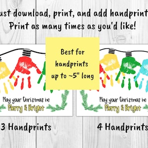 Handprint Christmas Lights Craft for Toddlers Baby Kids, Christmas ...