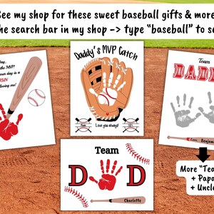 Baseball Handprint Craft for Dad, 1st Father's Day Baseball Dad Gift ...