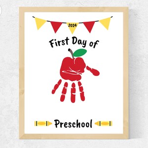 First Day of Preschool Handprint Craft Apple, Back to School Handprint ...