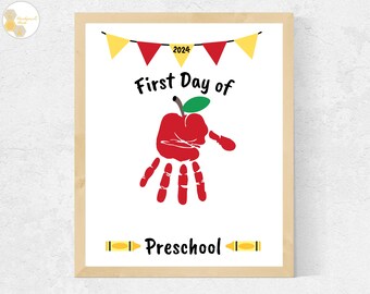 First Day of Preschool Printable Back to School Handprint Art Memory ...