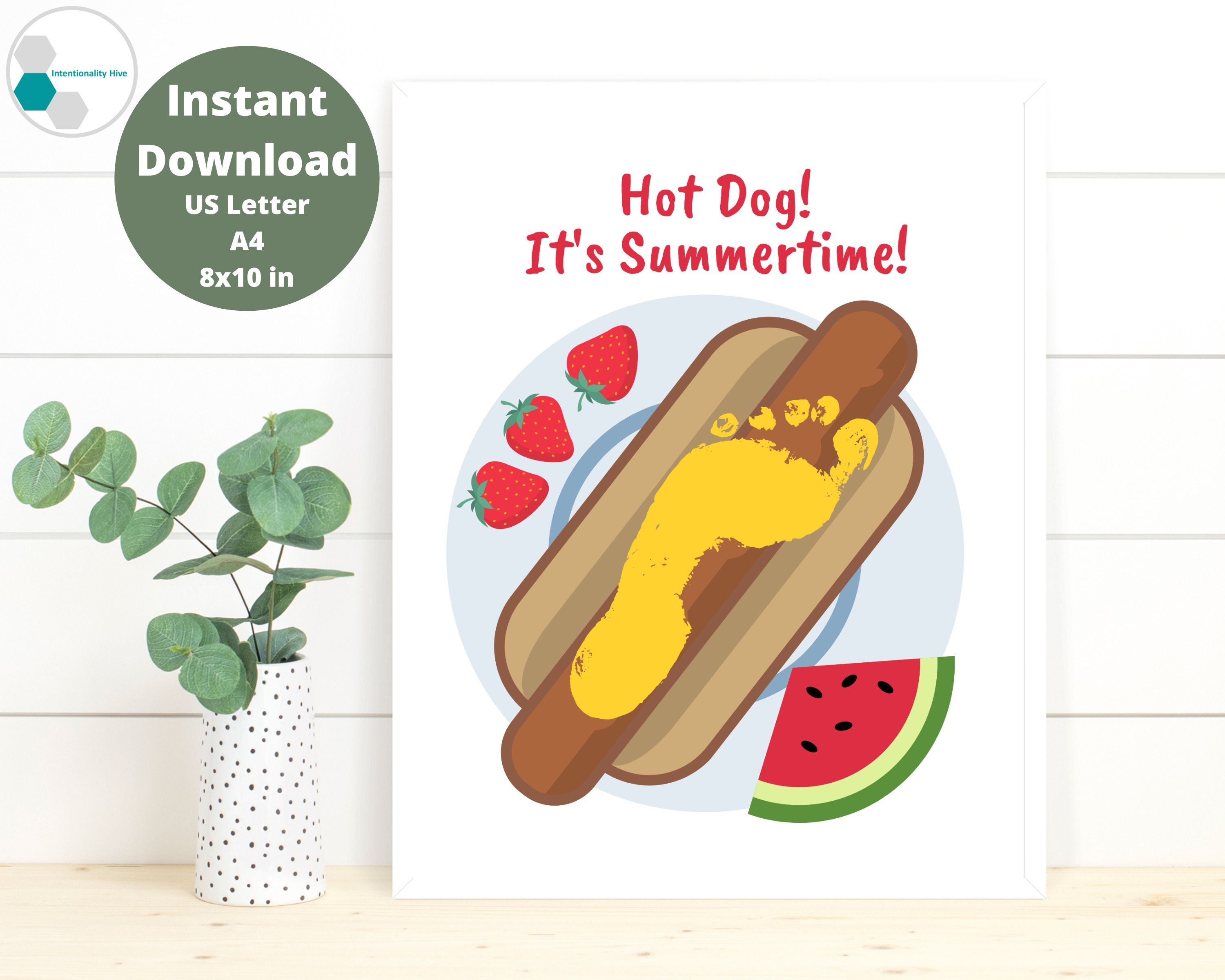 Summer Footprint Craft for Toddlers Hot Dog Printable - Etsy
