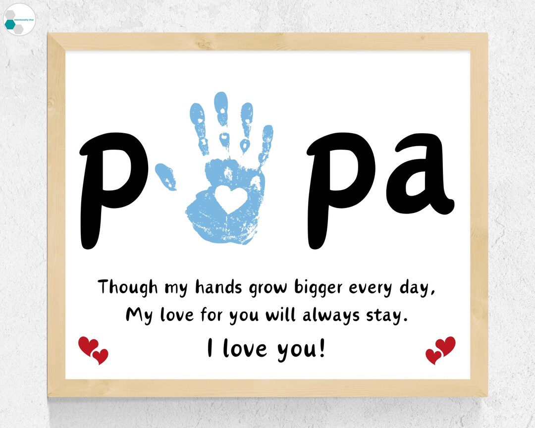 Papa Handprint Gift 1 & 2 Kids, Personalized Papa Gift From Baby Kids ...