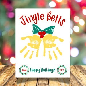Holiday Jingle Bells Handprint Art Craft, Christmas Happy Holidays ...