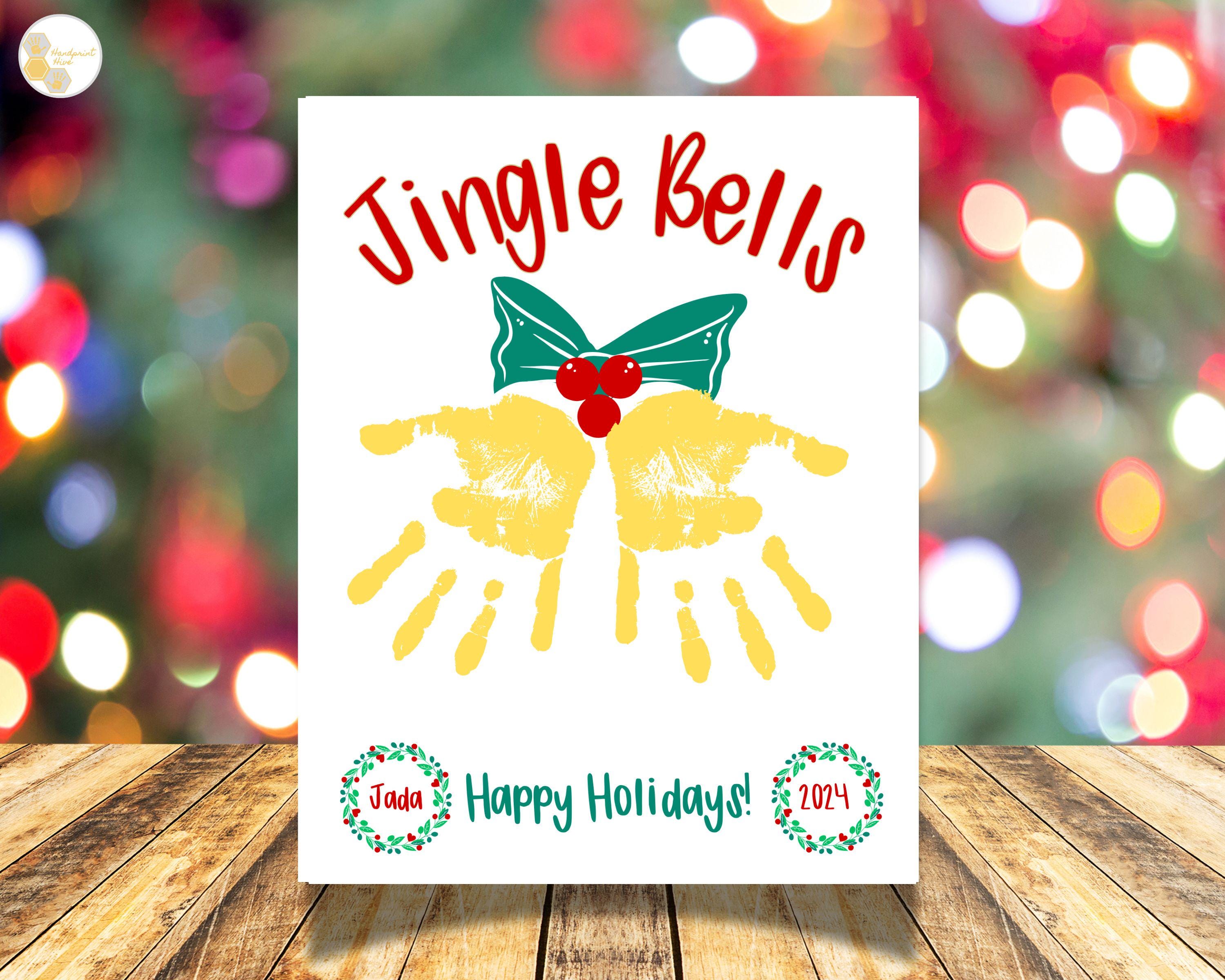 Jingle Bells Handprint Art Craft, Christmas Happy Holidays Handprint ...