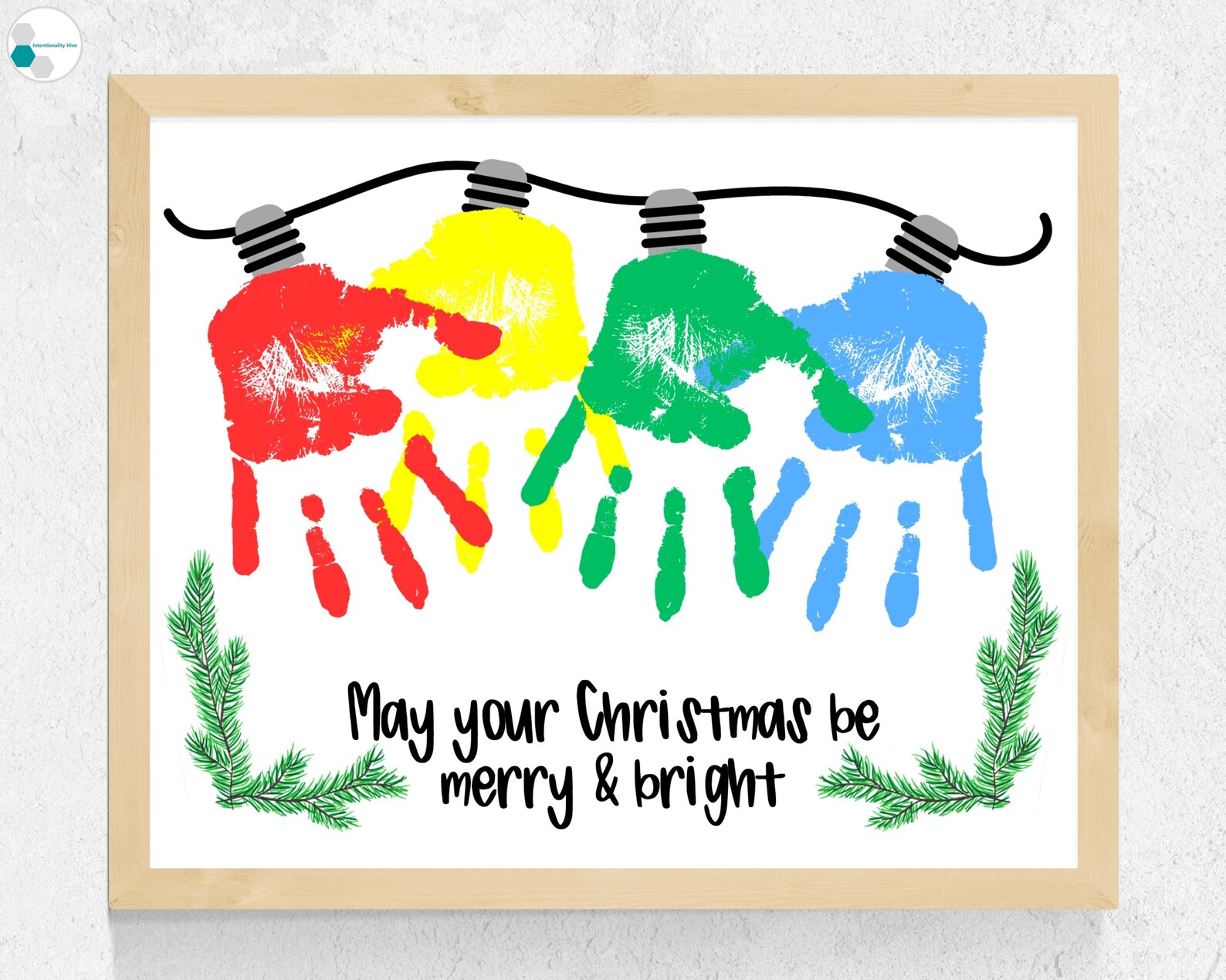 Christmas Lights Handprint Art Craft, Merry and Bright Handprint ...