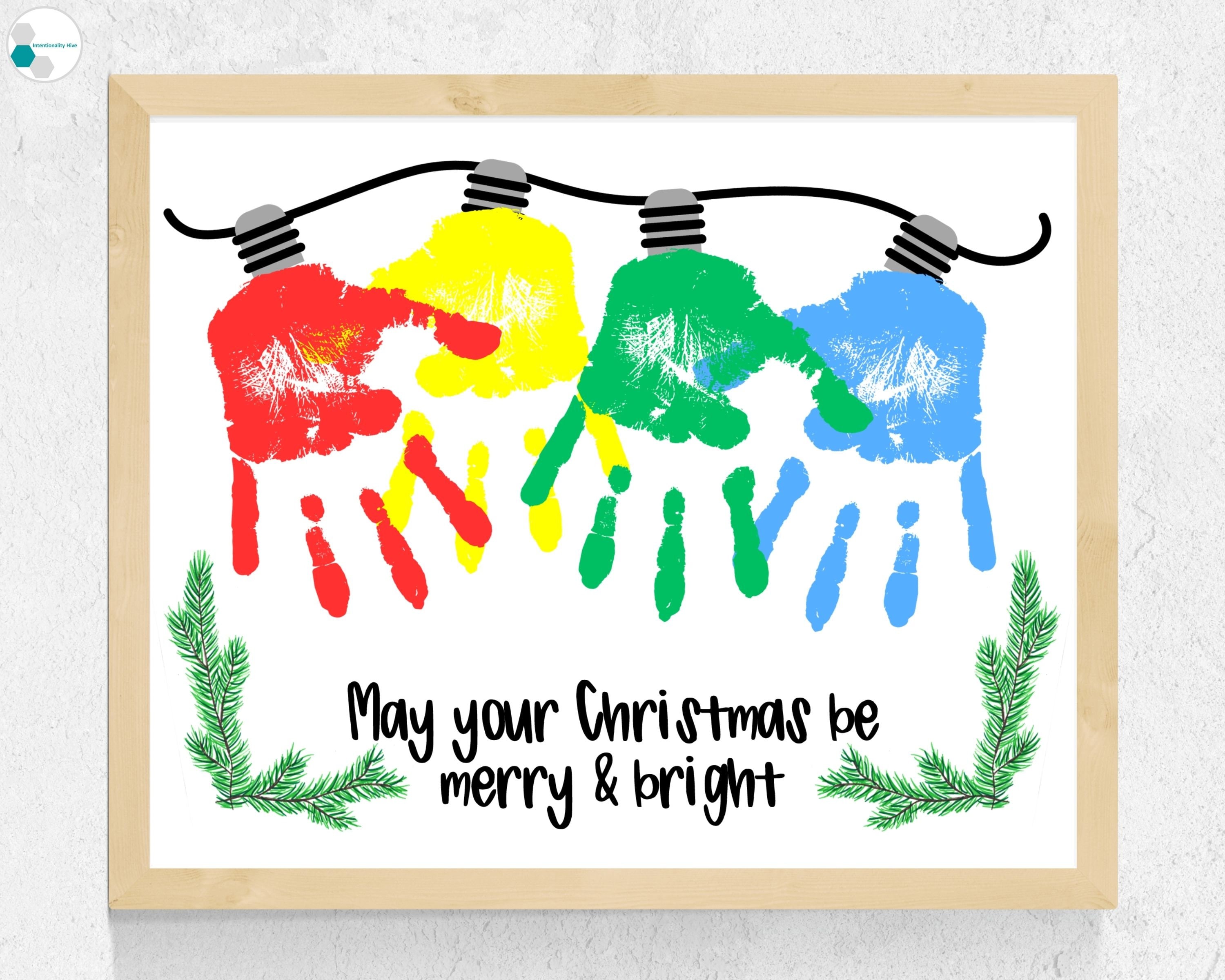 Christmas Lights Handprint Art Craft, Merry and Bright Handprint ...