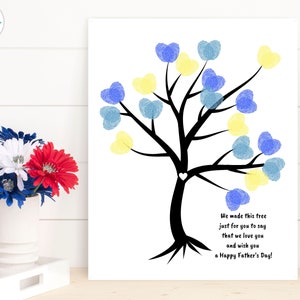 Fingerprint Father's Day Tree Craft for Kids and Grandkids, Father's ...