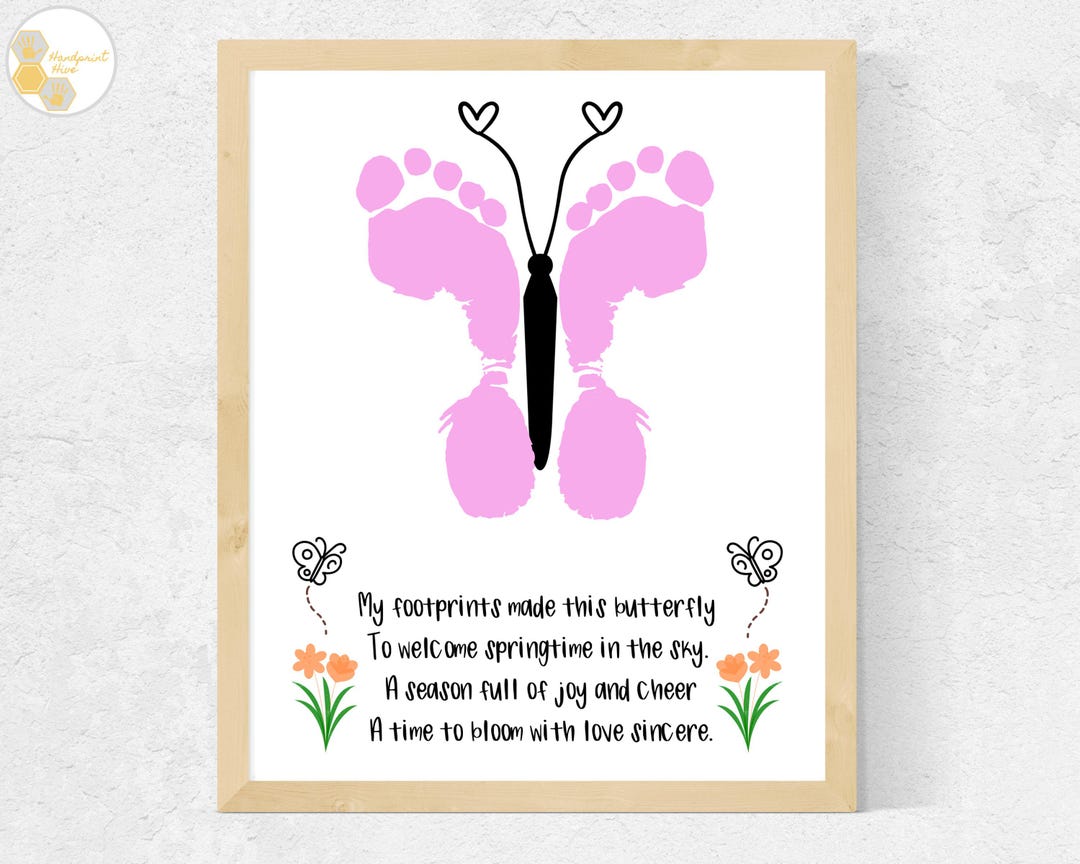 Butterfly Spring Footprint Art Poem, Butterfly Footprint Poem Gift ...