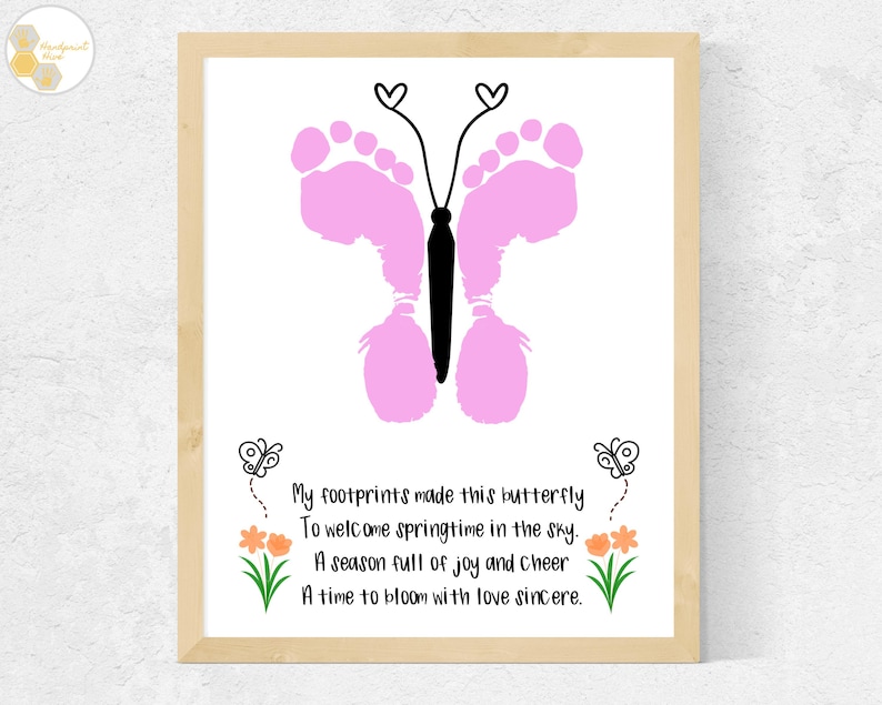 Butterfly Spring Footprint Art Poem, Butterfly Footprint Poem Gift ...