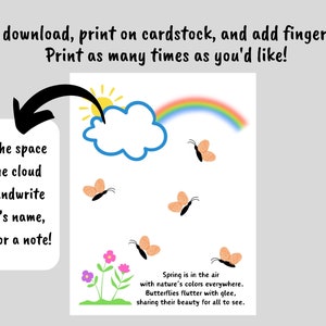 Fingerprint Butterfly Spring Craft for Preschool Toddlers Kids, Spring ...