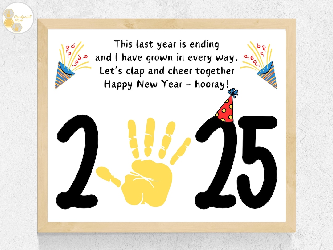 2025 New Years Handprint Art Poem, New Year Handprint Craft 2025 ...