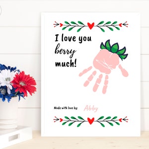 Strawberry Handprint Printable Template | I Love You Berry Much ...