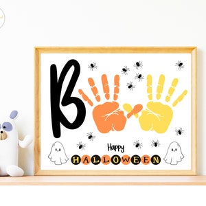 BOO Halloween Handprint Art Craft Printable, Happy Halloween Handprint ...