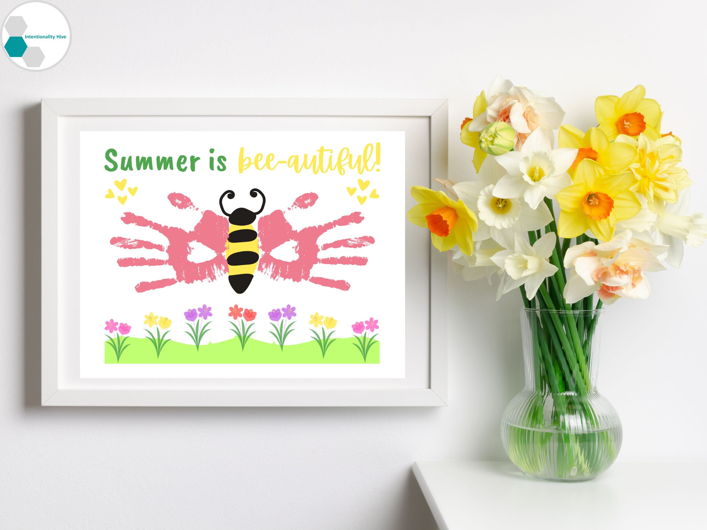 Summer Handprint Art Craft, Printable Summer Craft for Toddlers, Bee ...
