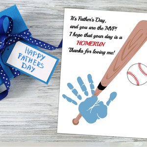 Baseball Father's Day Handprint Gift for Dad Grandpa, Baseball ...