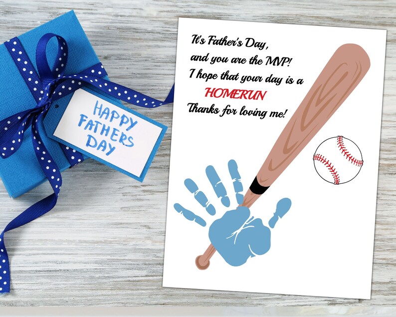 Baseball Father's Day Handprint Gift for Dad Grandpa - Etsy