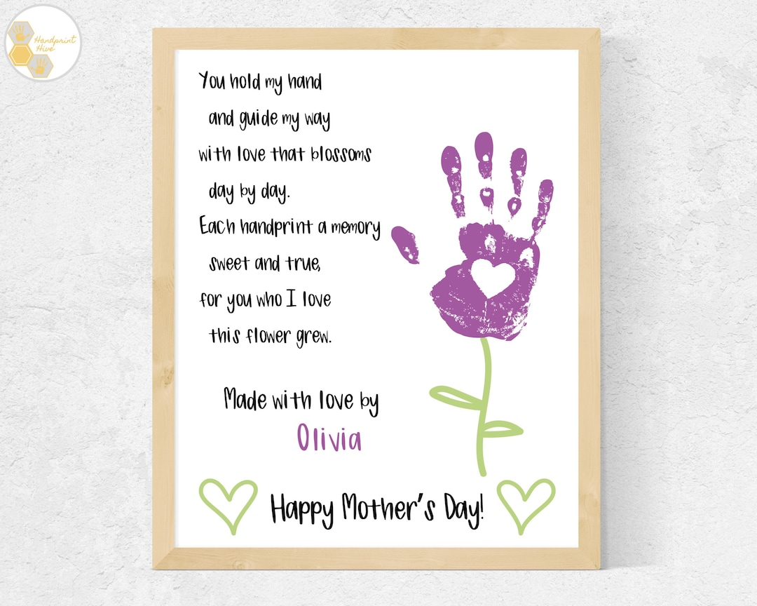 Flower Handprint Poem Mother's Day Craft for Preschool Toddlers Baby ...