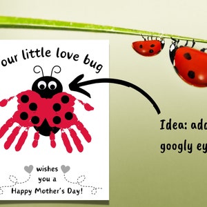 Love Bug Mother's Day Handprint Art Craft, Lady Bug Handprint Craft for ...