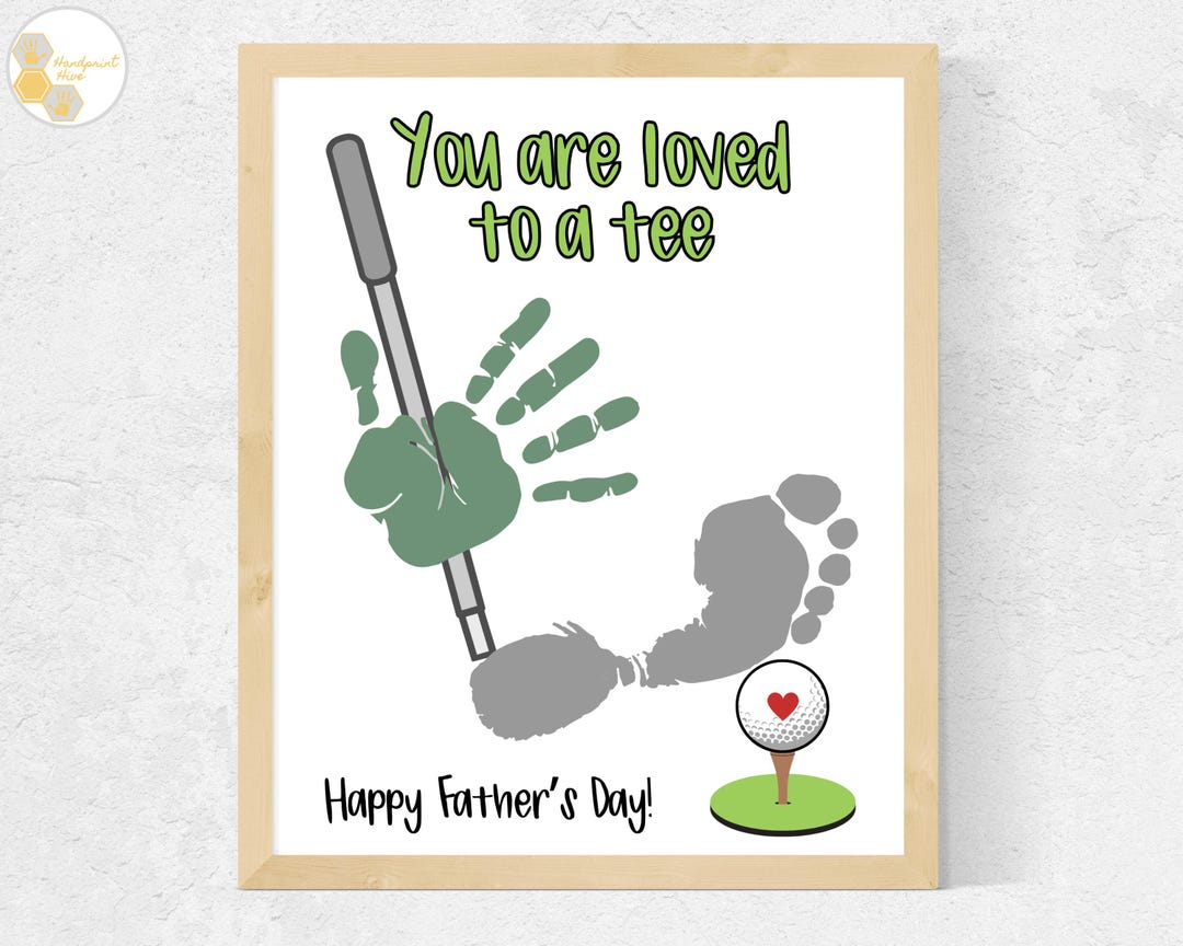 Golf Tee Father's Day Footprint Art Gift, Custom Daddy Dad Golf Gift ...