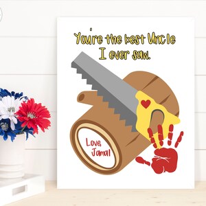 Uncle Handprint Craft Saw, Uncle Father's Day Uncle Card, Uncle Baby ...