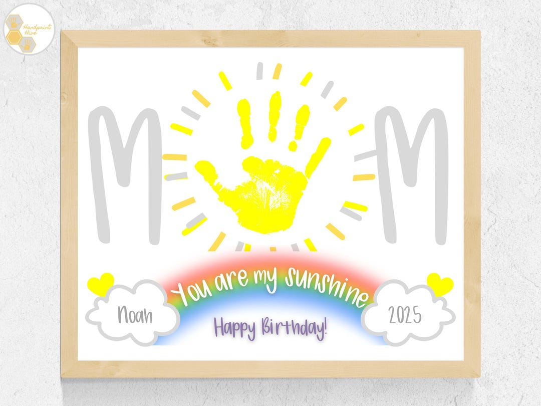 MOM Birthday Handprint Craft, Handprint Birthday Card Mommy Birthday ...