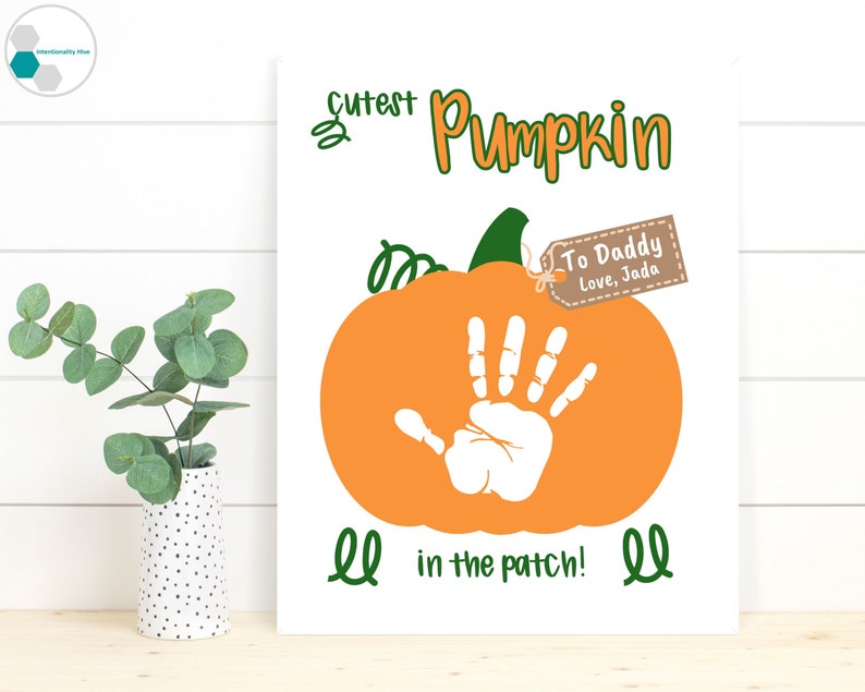 Pumpkin Handprint Craft: Fall Art Printable for Kids (PDF Download) - Etsy