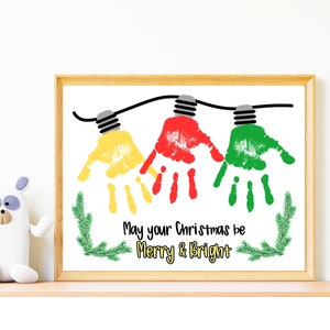 Handprint Christmas Lights Craft for Toddlers Baby Kids, Christmas ...