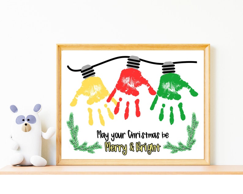 Handprint Christmas Lights Craft for Toddlers Baby Kids, Christmas ...